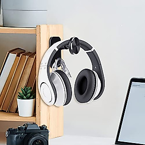 WALLFID 2 PCS Retractable Headphone Stand,Sticky Headset Hanger Adhesive Headphone Holder Hook Mount,for All Headsets,Earphone Clamp for AirPods Max/Beats/Sony/Sennheiser Music Headphones