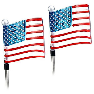 Unido Box US Flag Solar Garden Stake Lights White LED, Set of 2