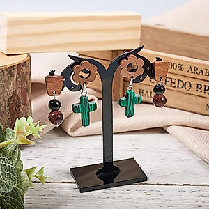 arricraft 24 Pcs 6 Styles Wood Stud Earrings Posts with Loop, Natural Wooden Square/Flower/Rectangle/Arch Stud Earring Findings with 30Pcs Ear Nuts for Earring Jewelry Making