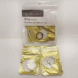 Libosaus Transparent Phone Ring Stand Holder, Round Cell Phone Ring Grip, Clear Finger Ring, Compatible iPhones and Andriod Mobile Phones (3 Silver)