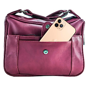 Purse King Magnum Concealed Carry Handbag (Burgundy), Large