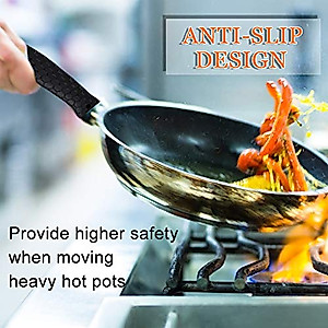 Silicone Hot Handle Holder, 8 Pieces Pot Holders Cover Silicone Assist Handle Holder Non Slip Pot Holders Rubber Heat Resistant Pot for Frying Cast Iron Skillet Metal Pan (Black)