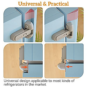 SAFELON 2 Pcs Baby Safety Fridge lock, Child Proof Refrigerator Freezer Door Lock, Protect Refrigerators With Damaged Sealing Strips (Grey)