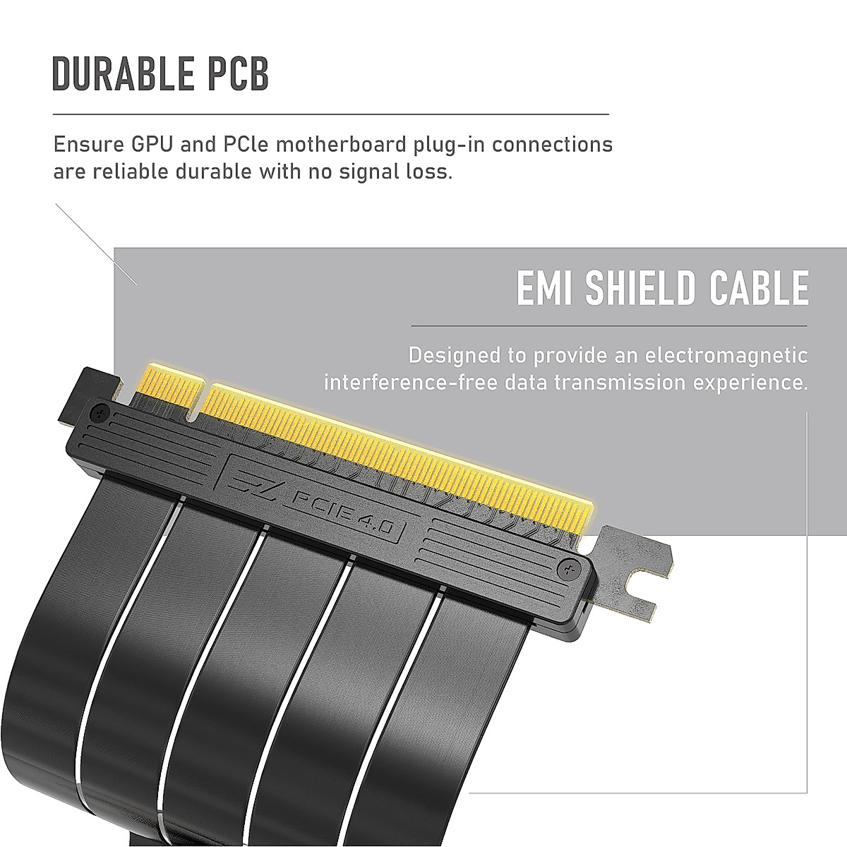 EZDIY-FAB PCIE Gen 4 16x Extreme Flexible, High Speed Riser Cable PCI Express 4.0 Port GPU Extension Card-Right Angle Connector [7.87in/20cm]