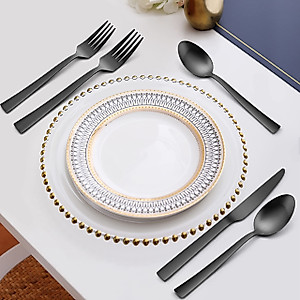 Homikit 20 Pieces Matte Black Silverware Set with Tray, Stainless Steel Flatware Cutlery for 4, Fancy Metal Eating Utensils Include Knife Forks Spoons, Nice Tableware for Home Party, Dishwasher Safe