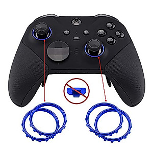 eXtremeRate Matte Chrome Blue Accent Rings Accessories for Xbox One Elite, Elite Series 2 Controller, Replacement Parts Profile Switch Buttons for Xbox One Elite Controller - Pack of 2