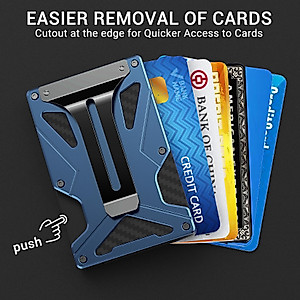 KLVEOL Mag Safe Wallet Money Clip, The First Patent Card Holders 2 in 1 Air Tag Holder and Money Clip, Magnetic Adhesive Wallet for iPhone Series of 15/14/13/12 Pro/ProMax and Magsafe Devise, Blue