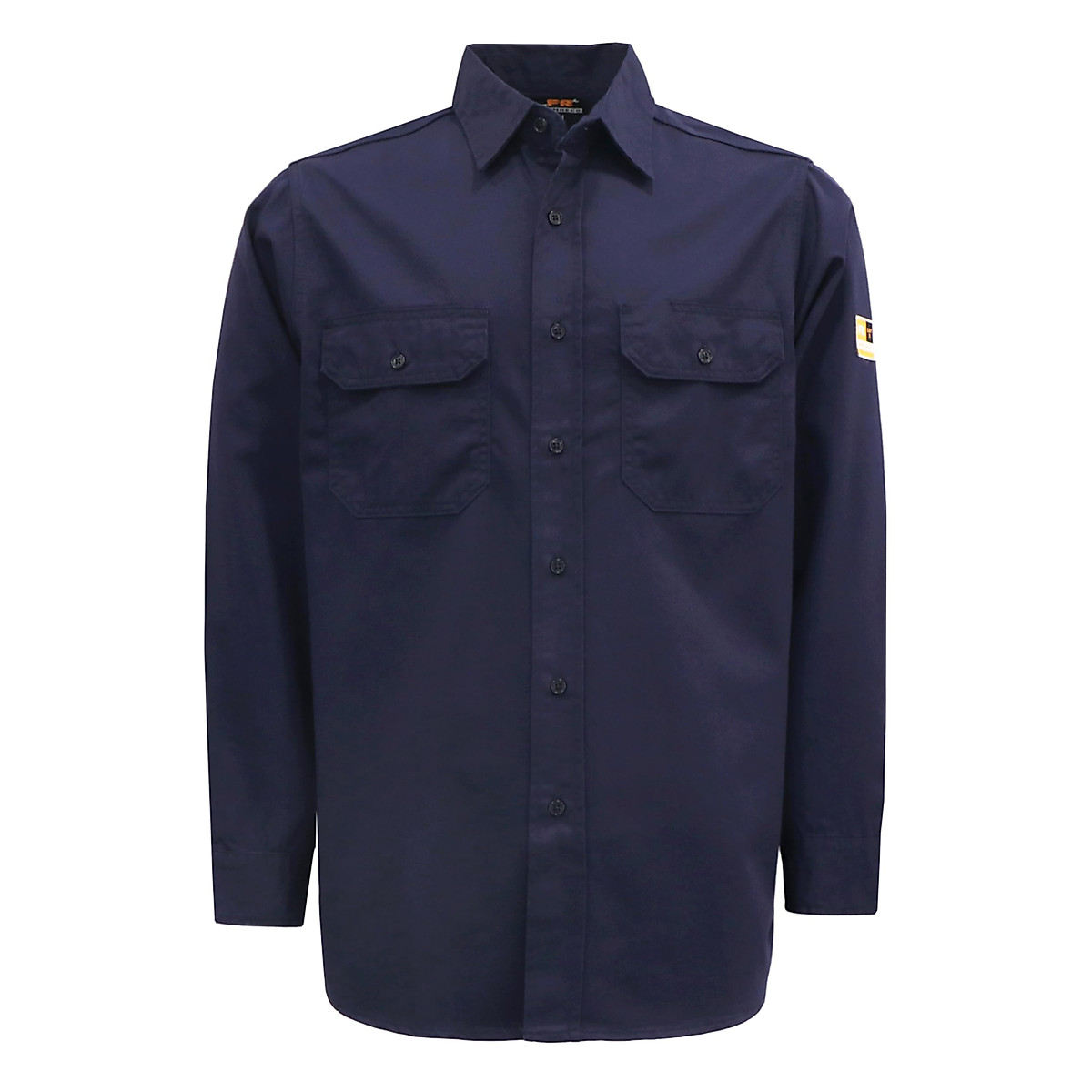 KONRECO FR Shirts for Men Long Sleeve Button Down Flame Resistant HRC2 Men's Welding Shirts Navy- Size XL