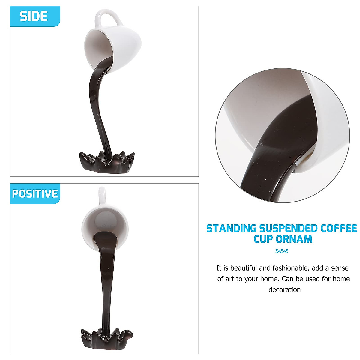 FOMIYES Spilling Coffee Cup Decor Floating Coffee Cup Mug Resin Suspend Coffee Cup Decoration for Office and Home Resin Craft Funny Table Centerpieces Floating Coffee Cup Statue