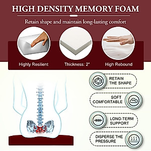 Wellsin Outdoor Chair Cushions for Patio Furniture - Patio Chair Cushions Set of 2 - Waterproof Round Corner Outdoor Seat Cushions 17"X16"X2", Burgundy