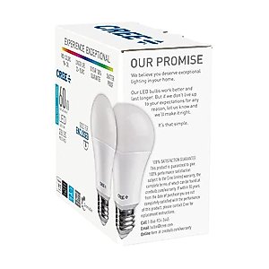 Cree Lighting Exceptional Series A19 Bulb, 5000K Dimmable LED Bulb, 60W + 815 Lumens, Daylight, 2 Pack