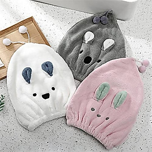 LYSLDH Microfiber Soft and Smooth Dry Hair Towel Cute Rabbit Shower Bandana Home Textile Towel Wearable Towel ( Color : Gray , Size