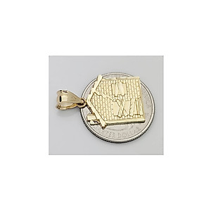 AMZ Jewelry 10K Yellow Gold Trap House Pendant Gold Pendant Hip Hop 1.1 inch x 0.7 inch