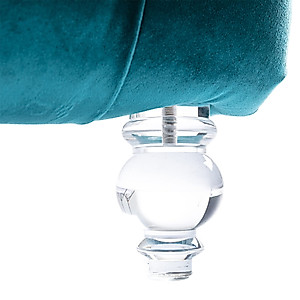 TRIPLE TREE Leisure Concubine Sofa with Acrylic Feet for Adults, Velvet Barrel Sofa with Lumbar Support Pillow, Traditional Design Chaise for Home Living Room, Bedroom, Reading Room, Office, Teal