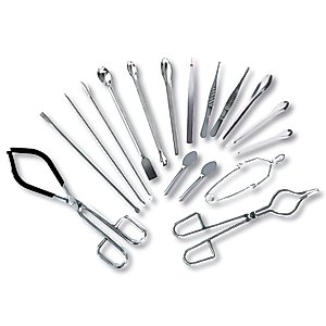 Scientific Lab Tools Pack for Basic Starter, Chemistry Set - Crucible Tongs Lab Spatula Scoop U-Shape Spoon Test Tube Clamps Stainless Steel Forceps Tweezers