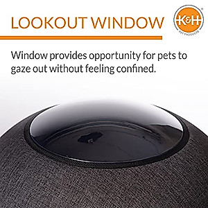 K&H PET PRODUCTS Thermo Lookout Pod Heated Cat Bed Classy Gray 22 Inches