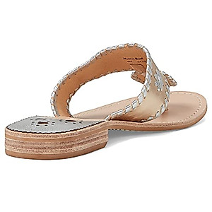 Jack Rogers Women's Jacks Flat Sandal, Platinum/Silver Metallic Nappa, 9.5