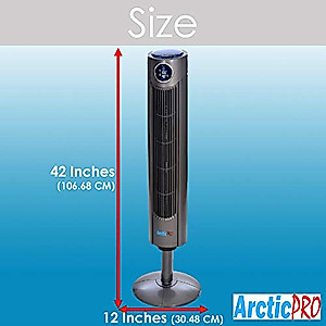 Arctic-Pro Digital Screen Oscillating Tower Fan with Remote Control, Dark Gray, 42-Inch