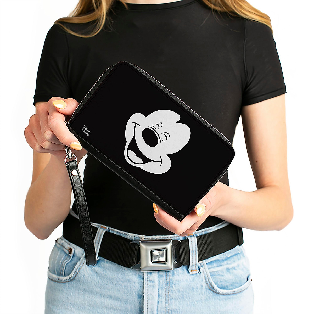 Buckle-Down Women's PU Zip Around Wallet Rectangle-Mickey Mouse, 7.5"x4.5"