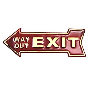 Treasure Gurus Metal Fire Emergency Exit Way Out Arrow Sign Vintage Indoor Outdoor Theater Wall Decor