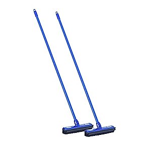 Superio 2 Pack Heavy-Duty Rubber Push Broom with Built-in Squeegee, 50 in. Long.