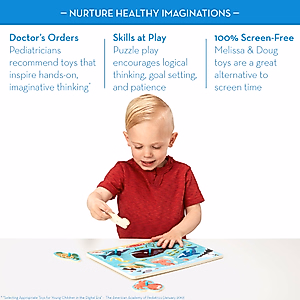 Melissa & Doug Animals Wooden Peg Puzzles Set - Farm, Pets, and Ocean - Animal Puzzles, Peg Puzzles For Toddlers Ages 2+