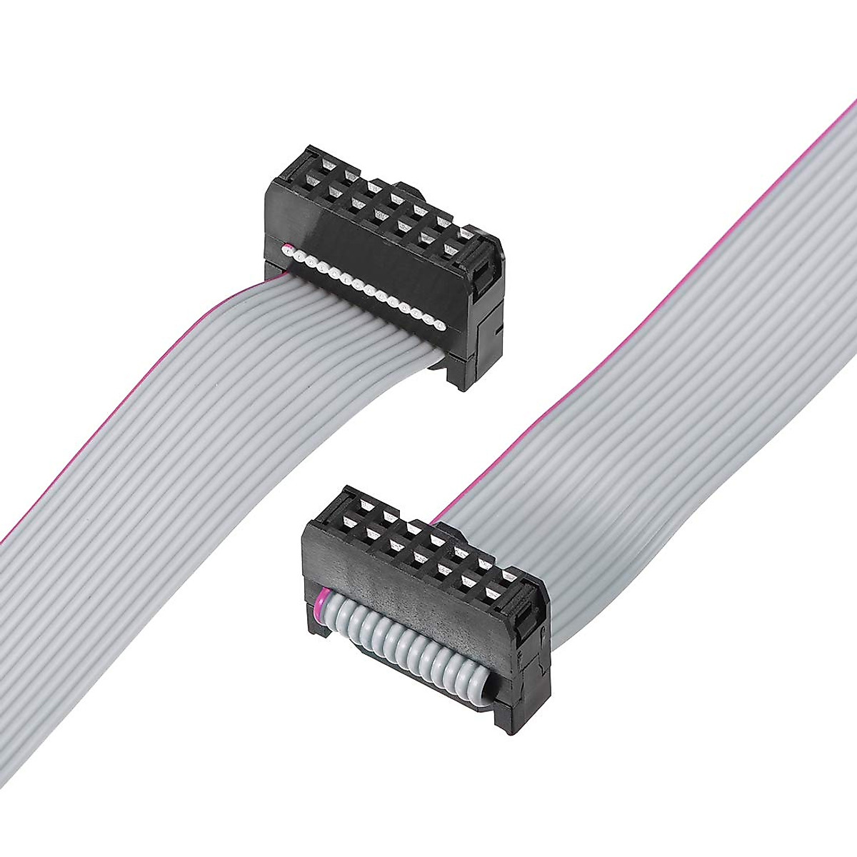 uxcell IDC Wire Flat Ribbon Cable FC/FC Connector A-Type 14 Pins 2.54mm Pitch 1m Length Gray