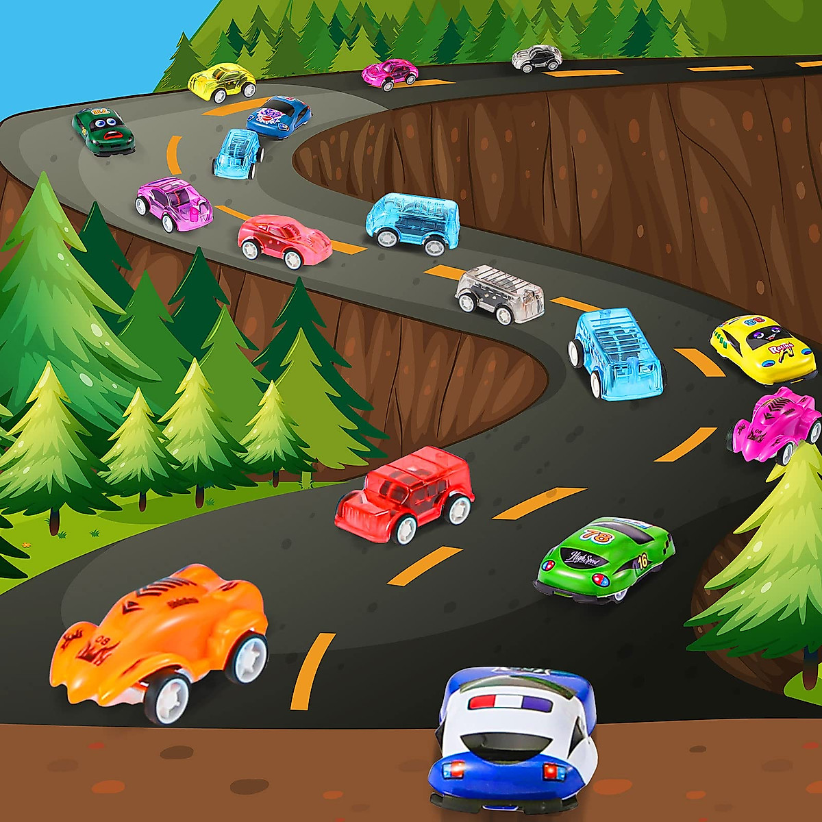 100 Pieces Cars Toy Bulk Car Party Favors Pull Back Cars Mini Cars Fun Car Pack Small Plastic Cars for Kids Birthday Party Cake Toppers Supplies (Multiple Style)