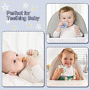 Baby Breastmilk Popsicle Molds & Baby Fruit Feeder (2 Pack), KingKam Baby Food Freezer Tray Storage Containers, Silicone Pacifier Feeder and Teether
