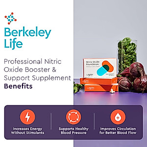 Berkeley Life Professional - Nitric Oxide Booster & Support Supplement with Organic Beetroot Powder - Helps Maintain Healthy Blood Pressure - Support Circulation & Cardiovascular Health - 60 Capsules
