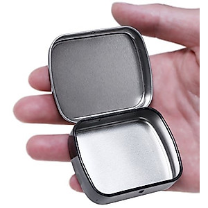 Mini Skater Metal Hinged Lid Tin Containers Portable Small Storage Empty Box for Candies, Pills, Earring and Jewelry Craft, 4Pcs (Black)