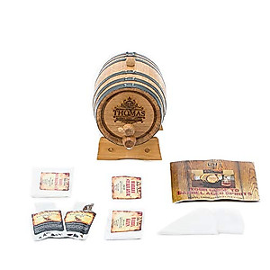 Personalized Whiskey Making Kit – Includes Personalized American White Oak Barrel (2 L.), Stand, Spigot, Essence Bottle, Barrel Cleaning Kit & More – Great Drinking Gift For Men