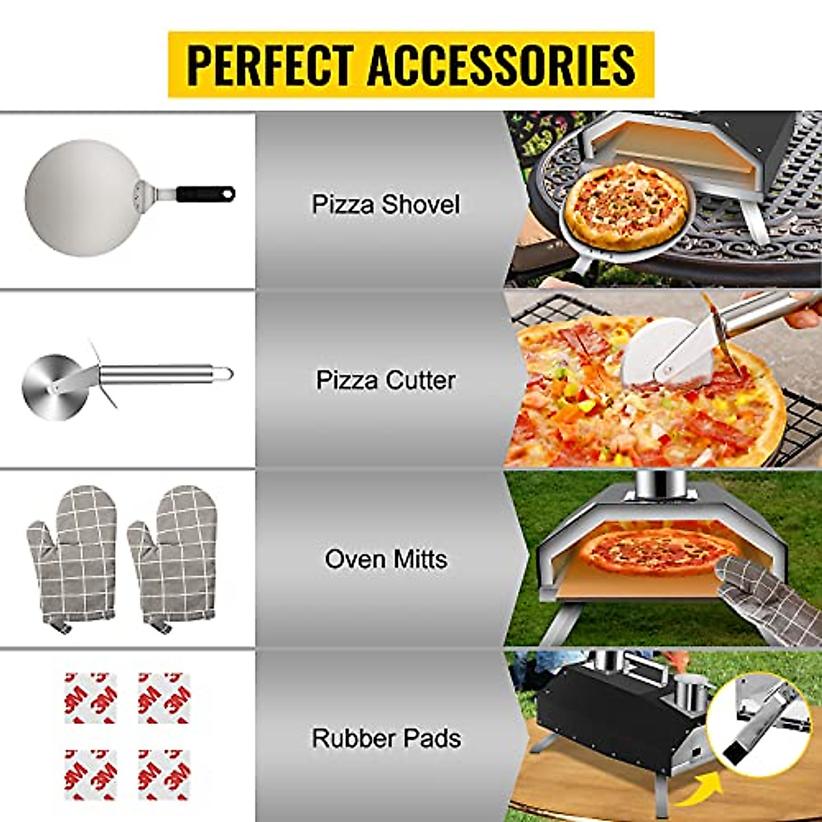 VEVOR Portable Pizza Oven, 12" Pellet Pizza Oven, Stainless Steel Pizza Oven Outdoor, Wood Burning Pizza Oven w/Foldable Feet Portable Wood Oven w/Complete Accessories & Pizza Bag for Outdoor Cooking