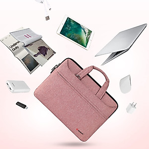DOMISO 11.6-13 inch Laptop Bag Business Briefcase Water-resistant Notebook Messenger Shoulder Bag for 13" MacBook Pro/12.9" iPad Pro/13 MacBook Air Retina/12.3" Microsoft Surface Pro Pro 4 6,Pink