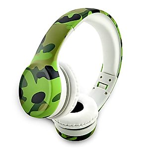 YUSONIC Kids Headphones with Graphic Design, Two Audio Port for Sharing,85 db Toddler Headphones for Kids with mic Boys Girls Baby Children Toddlers School Travel use (camo Green)