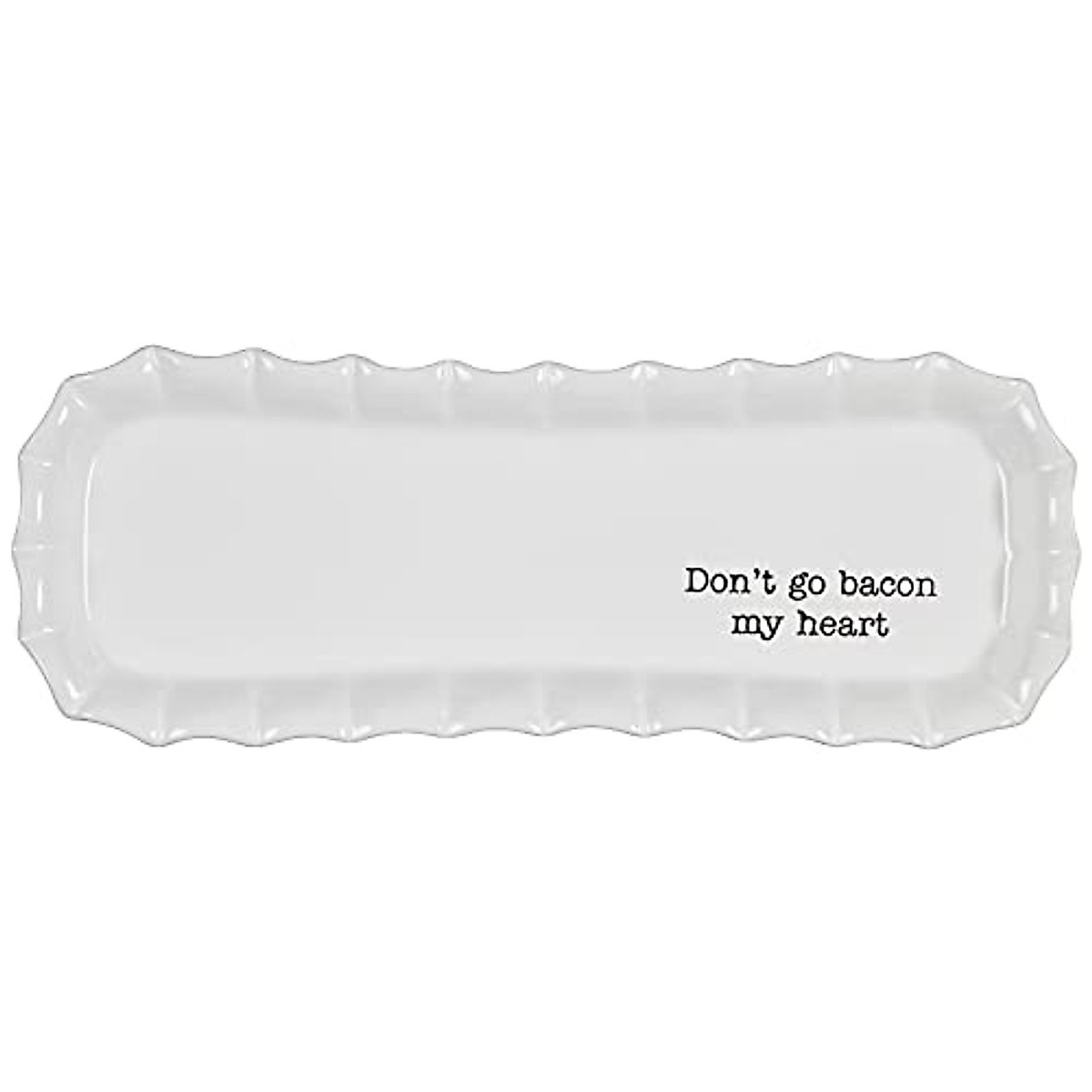 Mud Pie Bacon Serving Tray Set, White, 12" X 4.5"