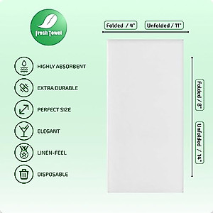 Fresh Towel Folded Disposable Hand Towels for Bathroom | Single-Use Hand Paper Towels for Bathroom Guests, 1/6 Folded | Soft and Absorbent Disposable Napkins - 100 Count (2 Bags of 50 Cloths) Folded