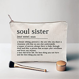 Soul Sister Definition Birthday Gift For Her Soul Sister Gift Bestie Gift Linen Style Make up Bag Birthday Gift for Mum Friends Sister Aunt