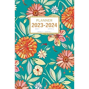 Planner 2023-2024: 6x9 Weekly and Monthly Organizer from May 2023 to April 2024 | Creative Colorful Aster Flower Design Teal
