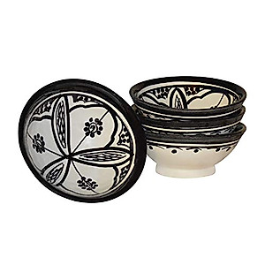 Ceramic Bowls Moroccan Handmade Serving Set of 4 Small Exquisite Pieces With Vivid Colors