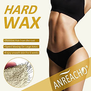 Wax Beads for Hair Removal, ANREACHO 10.5oz Waxing Beads At Home Hard Wax Beads Beans for hair removal Kit Brazilian Bikini Face Eyebrow Back Chest Legs waxing with 10pcs Spatulas