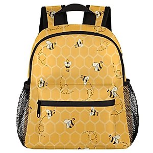 TropicalLife Toddler Backpack Cute Bee Kids Backpack for Boys and Girls Honeycomb Animal Bee Preschool Bag Kindergarten Schoolbag With Chest Strap