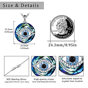 WINNICACA Evil Eye Necklace for Women Valentines Day Gifts for Her Sterling Silver Protection Pendant Necklace with Blue Crystal Nazar Jewelry Birthday Mothers Day gifts for sisters her mother