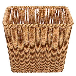 MAGICLULU Small Woven Trash Can Slim Rectangular Waste Basket Decorative Garbage Waste Bin for Bathroom Bedroom Kitchen Laundry Basket