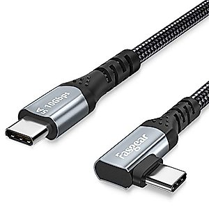 Fasgear USB-C to USB C Cable 100W Power Delivery 3ft 90 Degree Type C 3.1 Gen 2 Cord 10Gbps Data Sync 5A PD Fast Charge Cord with E-Marker Chip Compatible for MacBook,Pixelbook,Galaxy S20,SSD (Black)