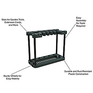 Gardening Tools Organizer - Rolling Utility Cart with Wheels Holds 40 Yard Tools - Garage Organization and Storage Home Essentials by Stalwart