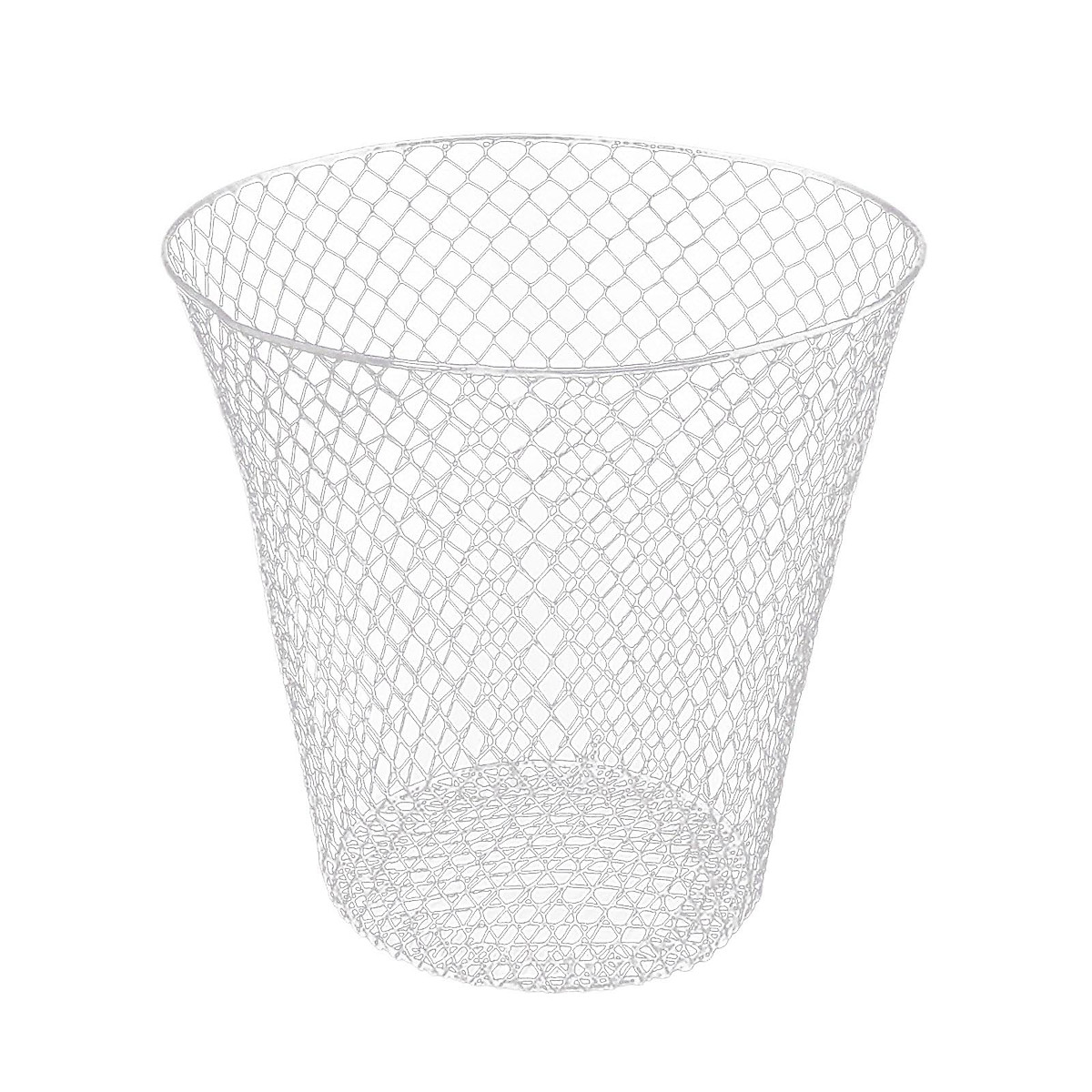 Wire Mesh Round Waste Basket, Fashion Design 9 inches Lightweight Trash Can, Open Top Wastebasket, Recycling Bins, Desk Office School Garbage Cans Home Essential and Custom Storage Carrier (White)