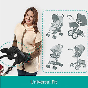 Warm Muff Stroller Gloves - INTIPAL Winter Anti-Freeze Extra Thick Waterproof Fabric Stroller Hand Muff - Black