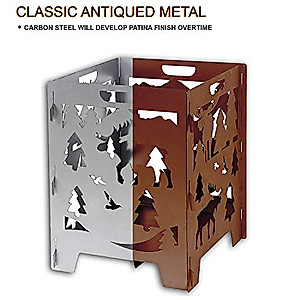 SuperHandy Incinerator Cage Fire Box Reindeer Christmas/X-Mas Tree (Develops Patina Finish) Heavy Duty Steel Large 21"x 21"x 27" inches for Burning Wood at Bonfire, Beach Pit or Backyard Gathering