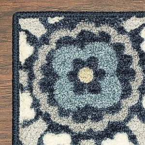 Maples Rugs Reggie Floral Runner Rug Non Slip Hallway Entry Carpet [Made in USA], 2' x 6', Persian Blue